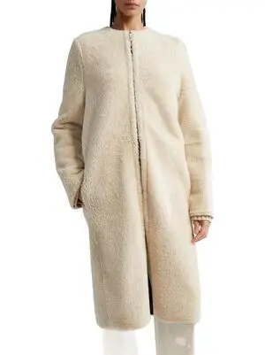 TOTEME TOTEME Genuine Teddy Shearling Zip Coat Cream