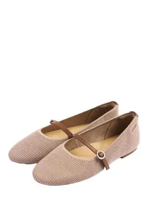 GOBI MONGOLIAN CASHMERE Wool Cashmere Knit Ballet Flats - Beige