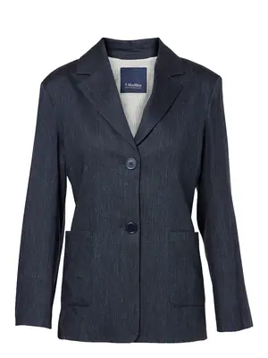 Max Mara Derna Linen-blend Twill Blazer - Blue