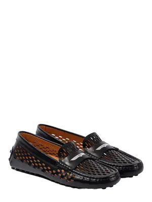TOD'S Tod's Gommino Cutout Leather Driving Shoes Black