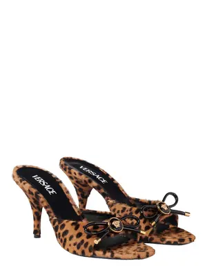 VERSACE Versace Leopard Shearling Mules