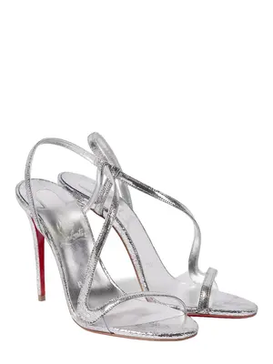 CHRISTIAN LOUBOUTIN Rosalie 100 Mirrored Leather Sandals - Silver