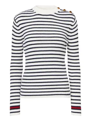 Max Mara Lari Striped Virgin Wool Sweater - Blue