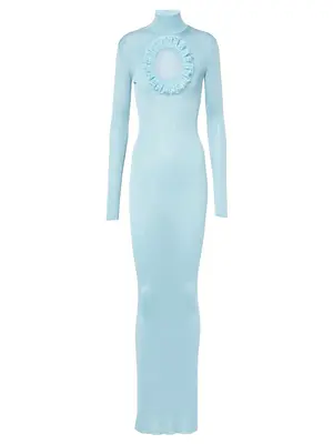 SELF-PORTRAIT X Christopher Kane Cutout Knitted Maxi Dress - Blue
