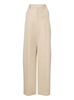 TOD'S Wool And Cotton Wide-leg Pants - Beige