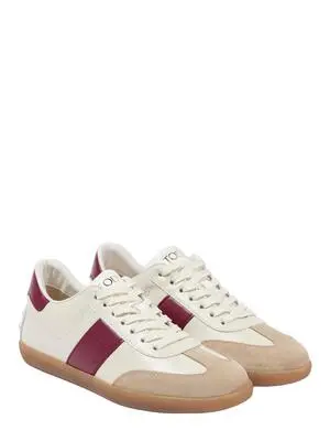 TOD'S Tabs Suede-trimmed Leather Sneakers - Neutrals