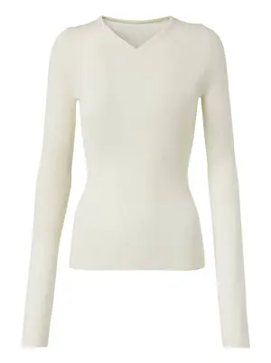 Khaite Tania Ribbed-knit Top - White