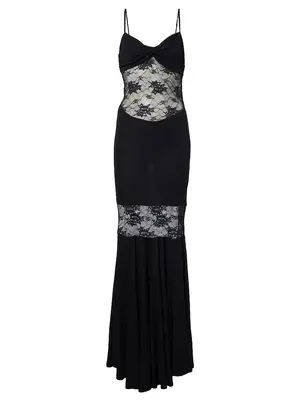 Nina Ricci Paneled Lace Gown - Black