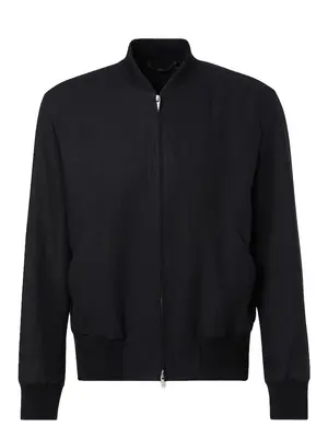 LARDINI Linen Bomber Jacket - Black