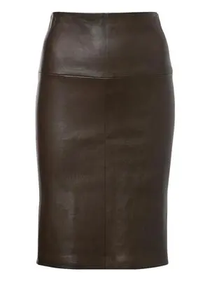 Stouls Gina 25 Leather Midi Skirt - Brown