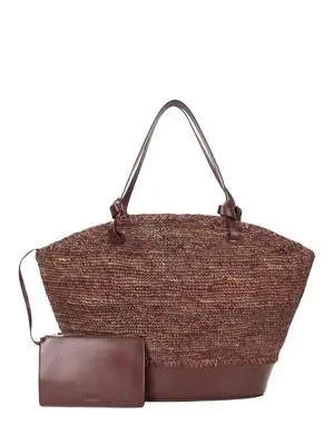Staud STAUD Squillo Raffia Tote Mahogany
