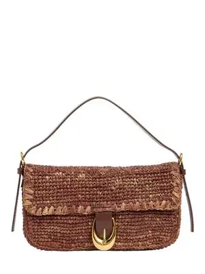 Staud STAUD Harlow Raffia Shoulder Bag Mahogany