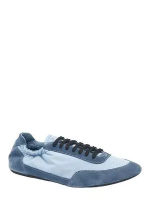 Prada Prada Collapse Mixed Media Low Top Sneaker Celeste