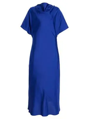 RÓHE Draped Silk Dress - Blue