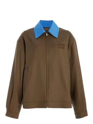Miu Miu Collared Wool-gabardine Jacket - Brown