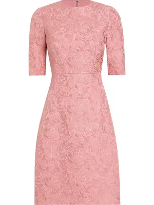 Dolce & Gabbana Fit-and-flare Midi Dress In Floral Jacquard - Pink