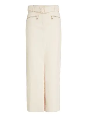 Zimmermann Belted Cotton-blend Bouclé Maxi Skirt - Cream