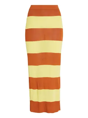 Zimmermann Striped Knitted Midi Skirt - Chartreuse
