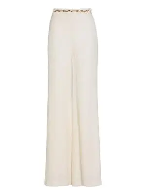 Zimmermann Embellished Crepe Flared Pants - Ivory