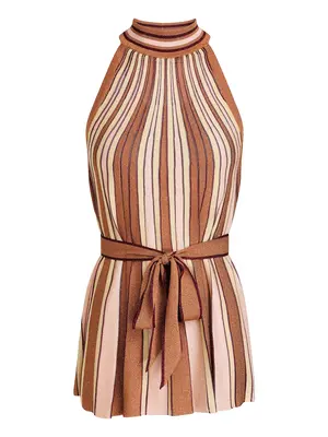 Zimmermann Striped Metallic Knitted Top - Light Brown