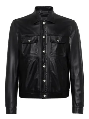 Dsquared2 Biker Leather Jacket - Black