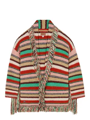 Alanui Sunny Stripes Cardigan - Red