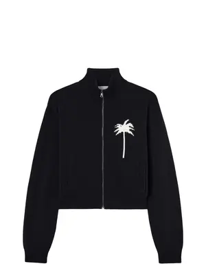 Palm Angels Palm Tree Knitted Track Top - Black