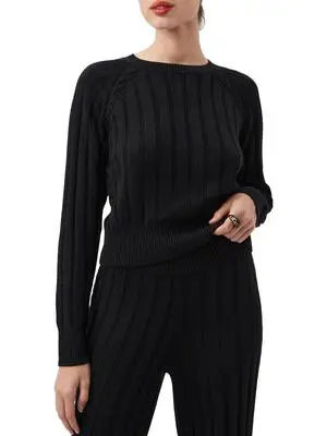 Trina Turk Alexandria Ribbed Crewneck Sweater - Black
