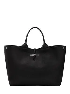 Longchamp Le Roseau Leather Tote - Black