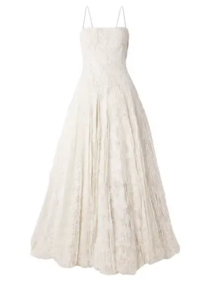 DANIELLE FRANKEL Marlow Pintucked Cotton-blend Corded Lace Gown - Off-white
