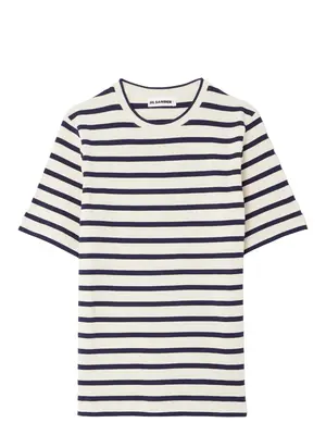 JIL SANDER Striped Knitted Cotton T-shirt - Cream