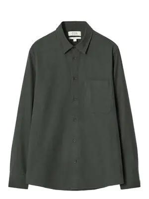 Cos Relaxed Brushed Cotton-blend Shirt Green