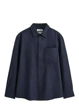 Cos Relaxed Brushed Cotton-blend Shirt - Navy