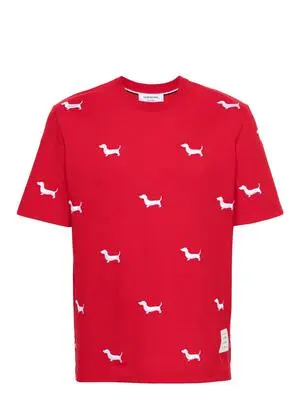 Thom Browne Dog-embroidery T-shirt - Red