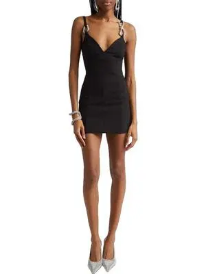 AREA Crystal Link Minidress - Black