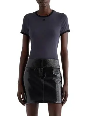 COURREGES Courrèges Contrast Trim Logo T-Shirt Denim/black
