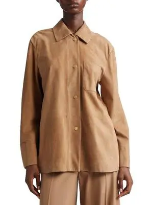 Max Mara Max Mara Fresia Suede Shirt Jacket Camel