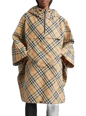 Burberry Check Nylon Poncho - Sand