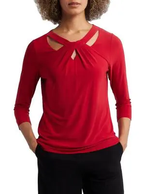 KASPER Sleeveless Twist Front Top - Fire Red