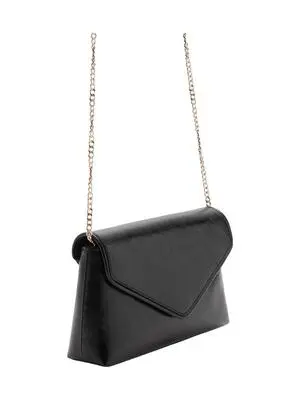 Mango Faux Leather Envelope Clutch - Black