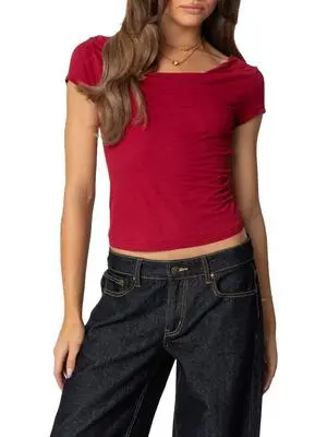 EDIKTED Javi Cowl Neck Top - Red