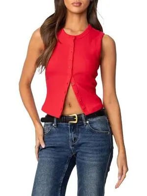 EDIKTED EDIKTED Basel Rib Crop Top Red
