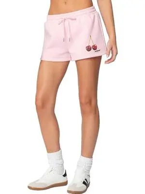 EDIKTED Mon Cheri Drawstring Shorts - Light-pink