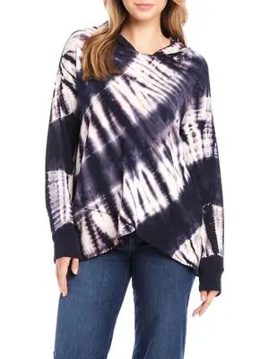 Karen Kane Asymmetric Hem Hoodie - Tie Dye