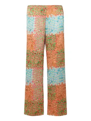 SIEDRES Sole Floral-printed Wide-leg Pants - Orange