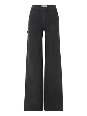 NILI LOTAN Quentin Cotton-twill Wide-leg Pants - Black
