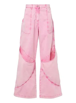 Attico Mid-rise Wide-leg Cotton Canvas Pants - Pink
