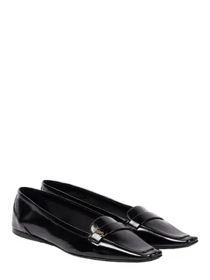 Saint Laurent Poppy Leather Ballet Flats - Black