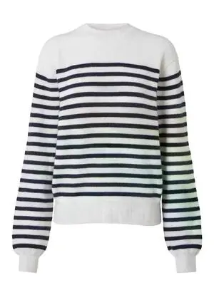 Khaite Viola Striped Cashmere-blend Sweater - White