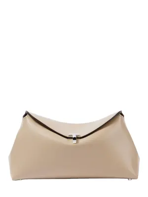 TOTÊME Toteme T-Lock Leather Clutch Beige